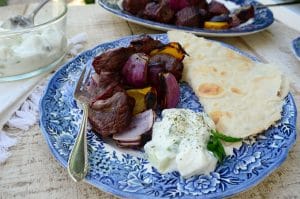 Lamb shish kebab; meet me at the grill - Maureen Abood